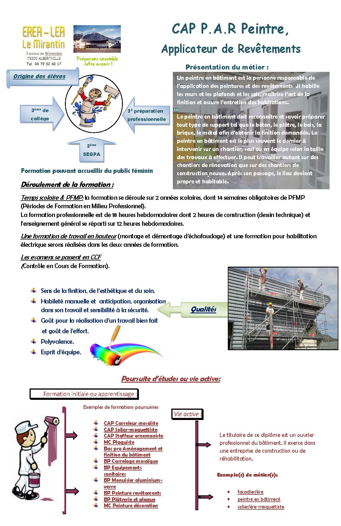 CAP PAR - CAP PAR Peintre Applicateur de Revêtements - EREA - LEA Le ... CAP PAR - CAP PAR Peintre Applicateur de Revêtements - EREA - LEA Le ...